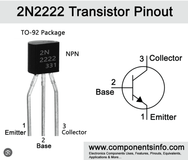NPN Transistor 2N2222 TO-92 package – GuitarPCB